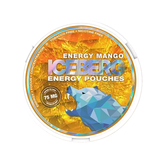 ICEBERG Energy Energy Mango (75mg Caffeine) Nicotine Pouche | All White ...