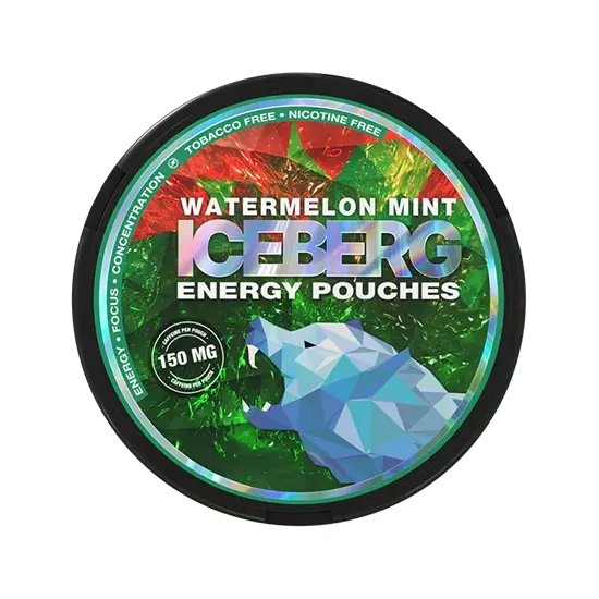 ICEBERG Energy Watermelon Mint (150mg Caffeine) Energy Pouches| All White